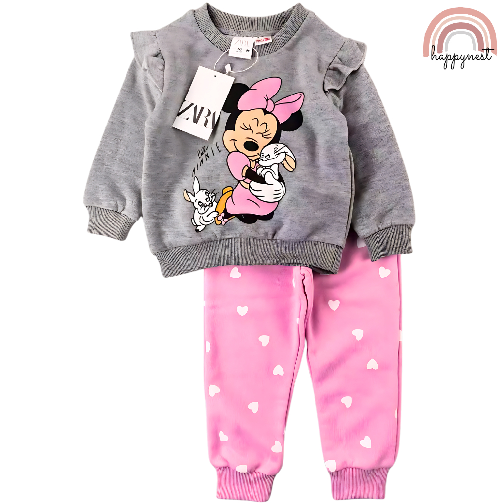 Happynest Minnie Mouse Gray Girls Sweatshirt Tracksuit Tracksuit Jogger ...