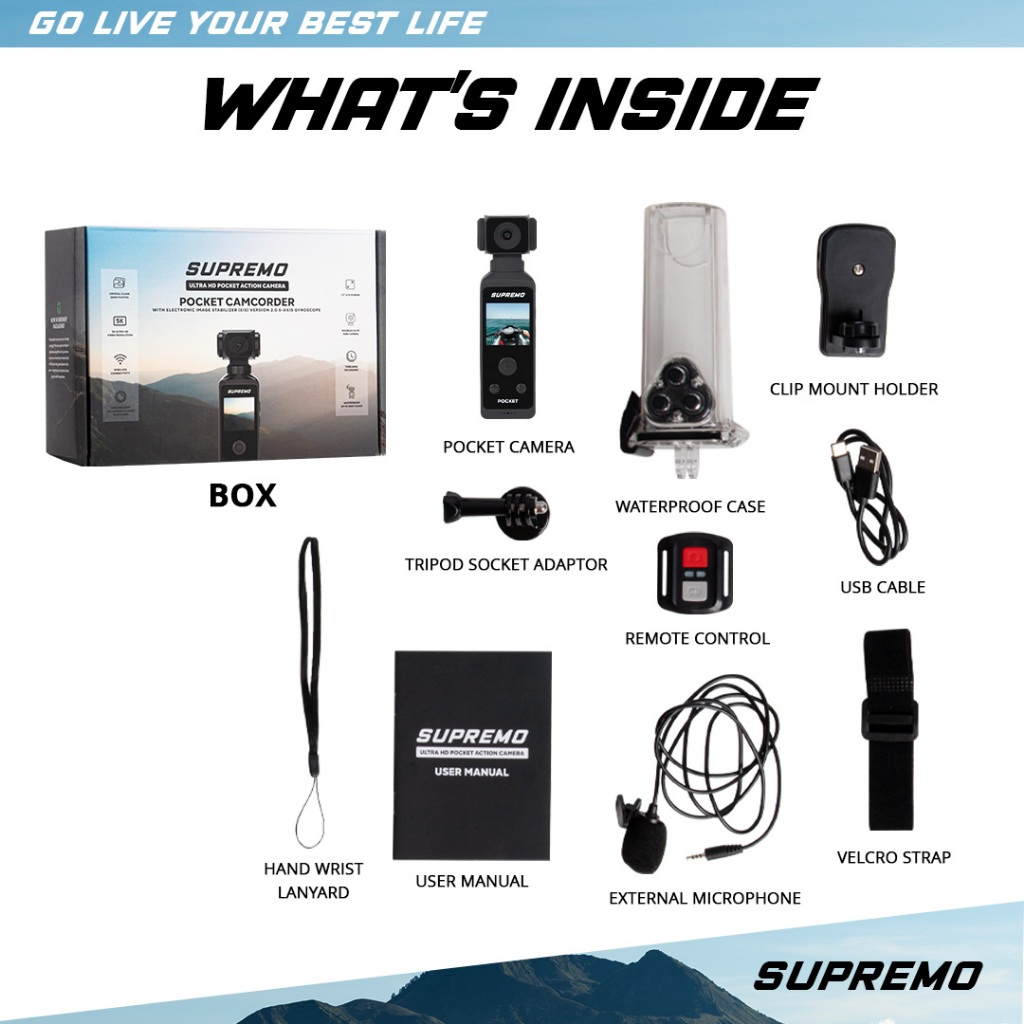 Supremo Ultra HD Pocket Action Camera - Black 1.3" HD the front LCD ...