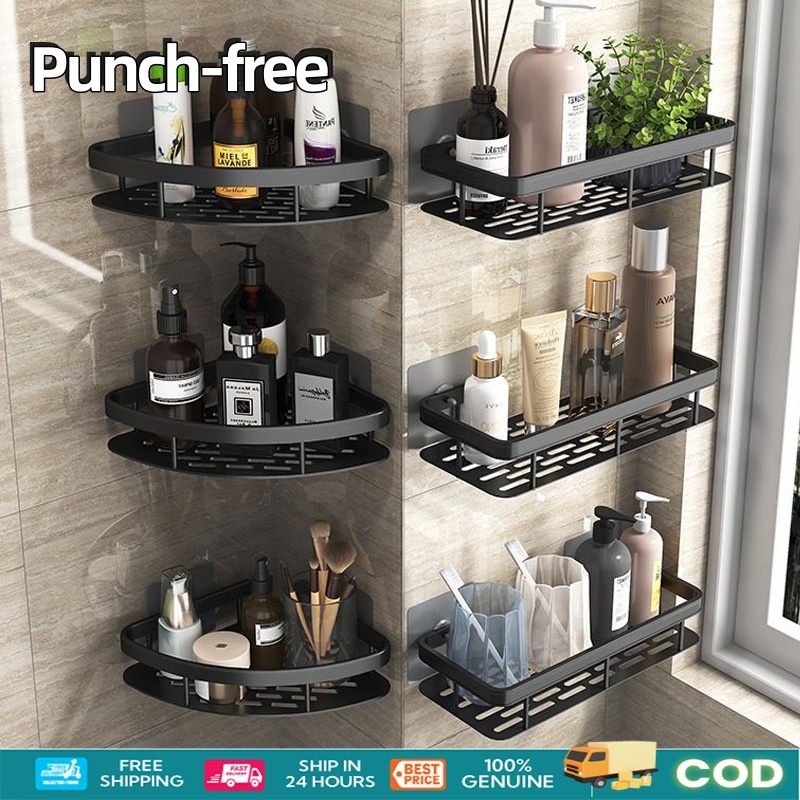 Bathroom organizer rack stainless Punch-Free corner rack Self-draining ...