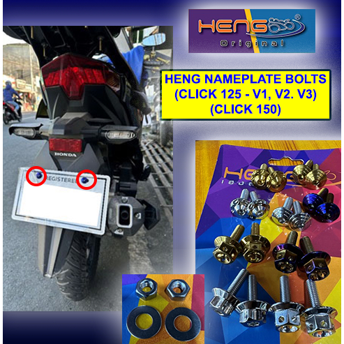 HENG Orig Plate Number Bolts for HONDA CLICK 125 V1/V2/V3 and CLICK 150 ...