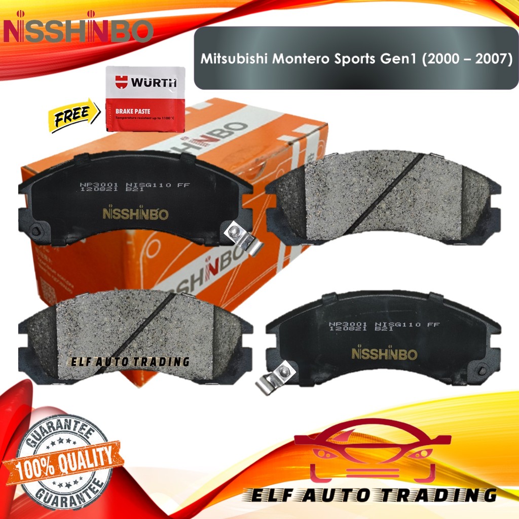 Genuine Nisshinbo Front Brake Pads with SHIMS for Mitsubishi Montero ...