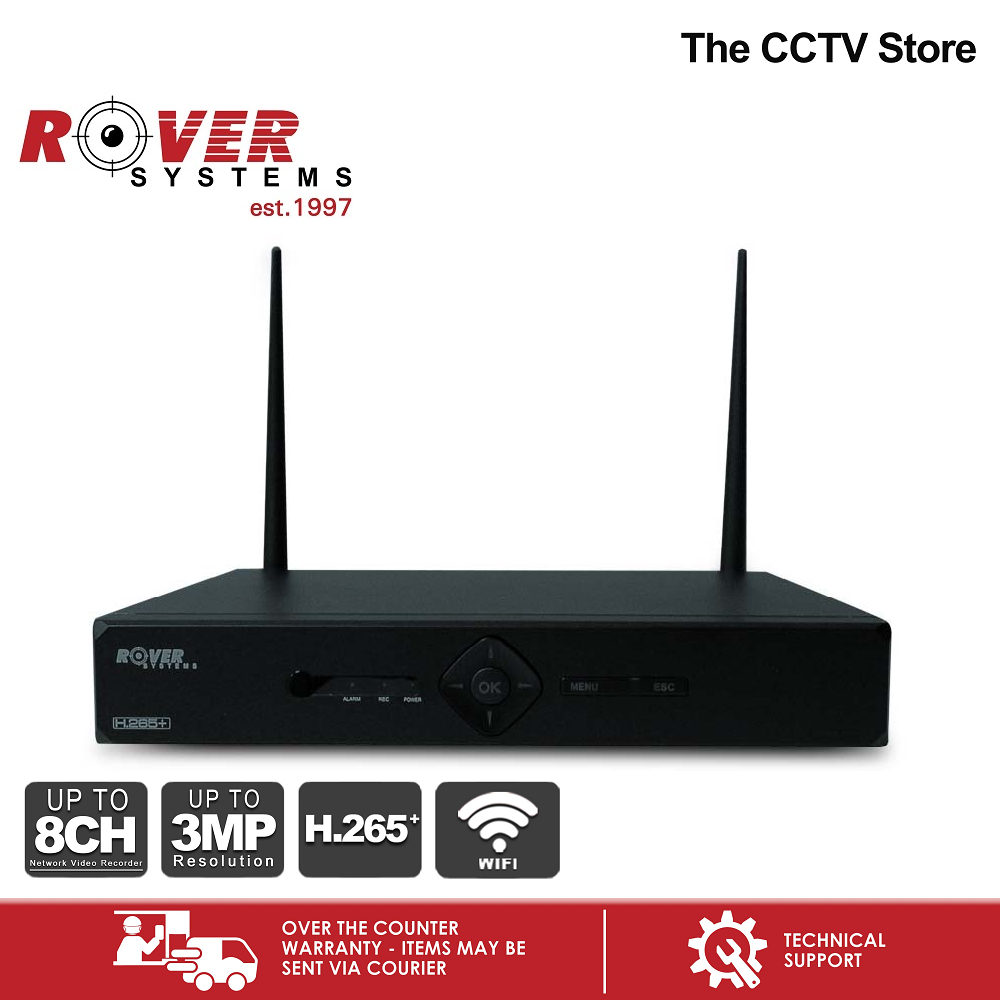 Rover Systems 8 Channel Wireless WiFi NVR Network Video Recorder for ...