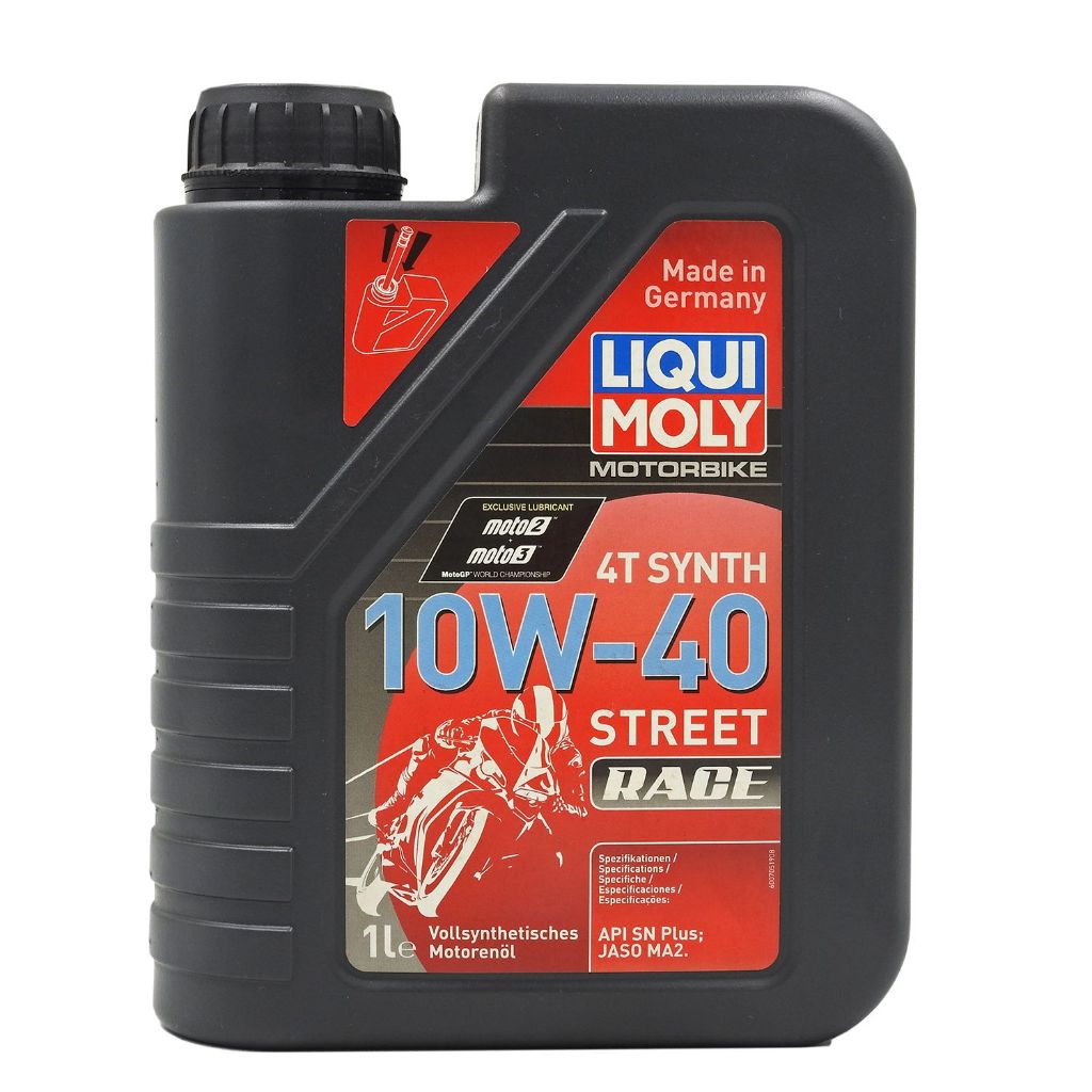 Liqui Moly Motorbike Street Race 4-Stroke SN+/JASO MA2 10W40 Fully-Synthetic Motorcycle Engine ...