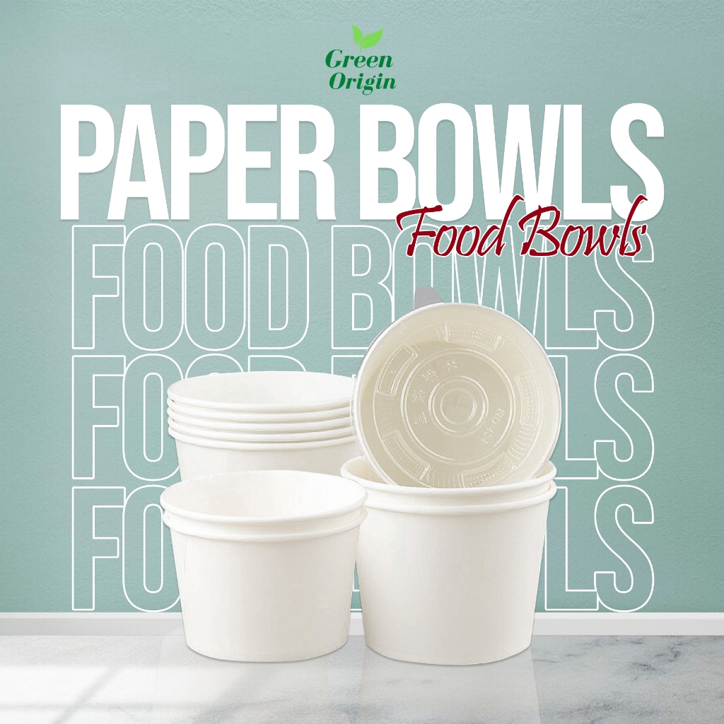 Paper Food Bowls 50pcs Medium Size Plain White Disposable with or ...