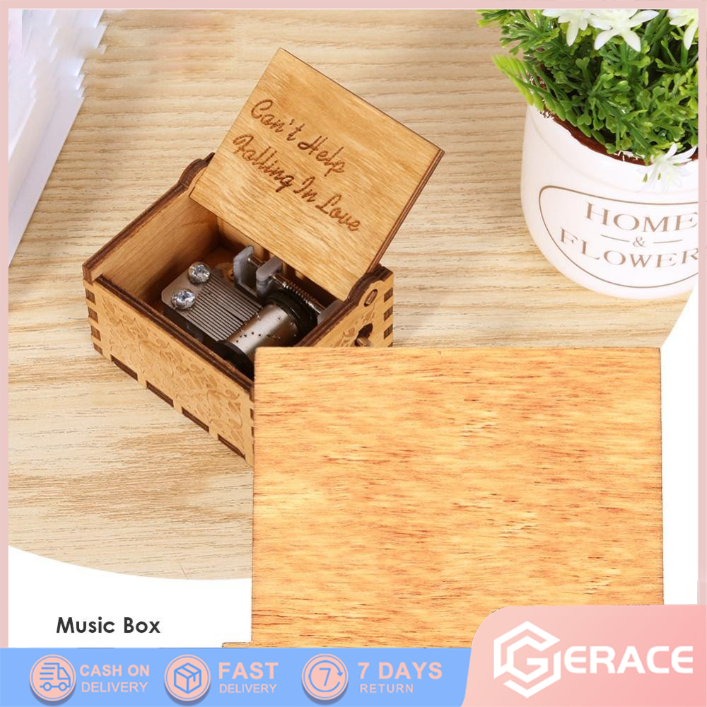 Antique Carved Box Wooden Hand Crank Music Boxes Crafts Birthday Gifts ...