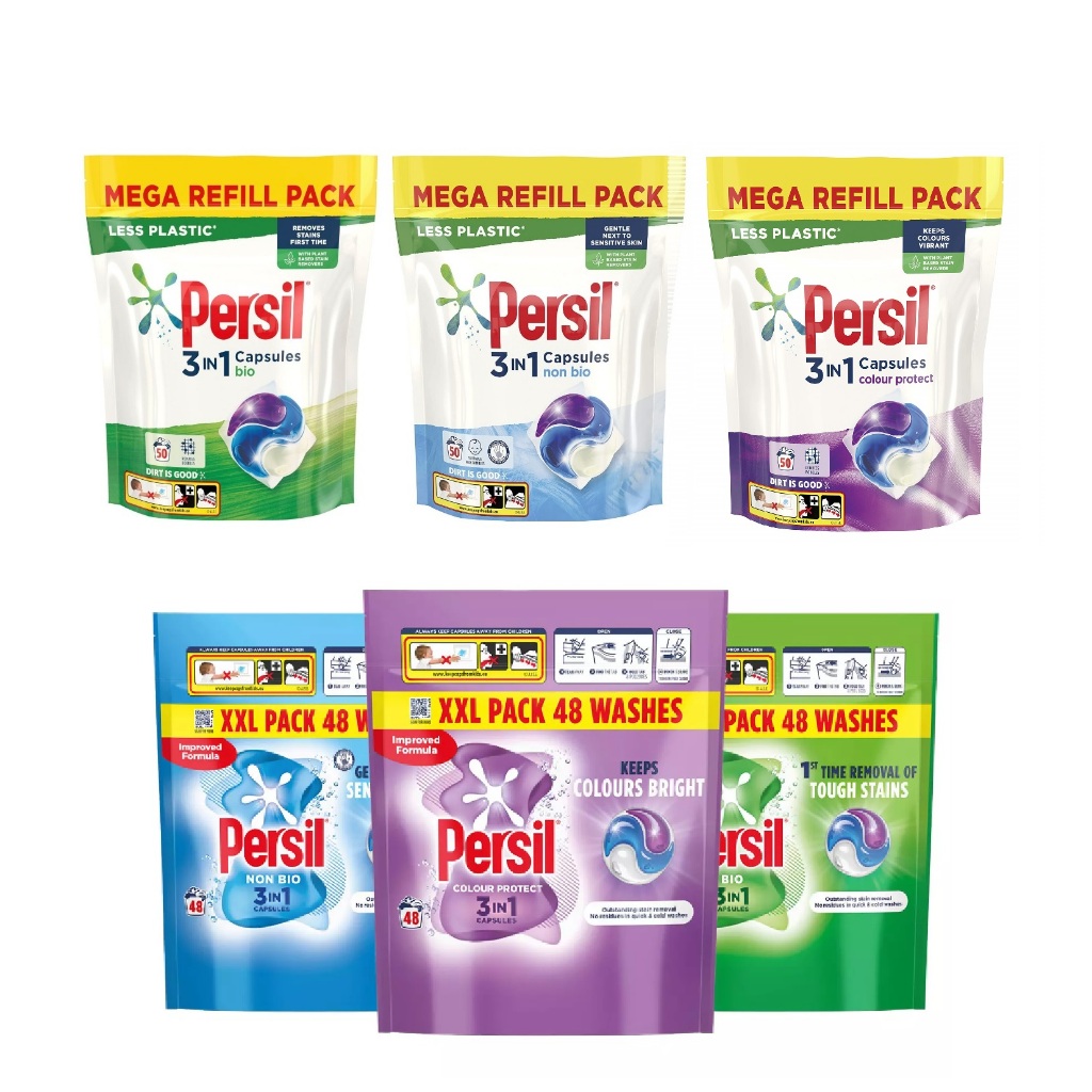 Persil Bio Non Bio 3 in 1 Laundry Detergent Washing Pods Capsule Tablet ...