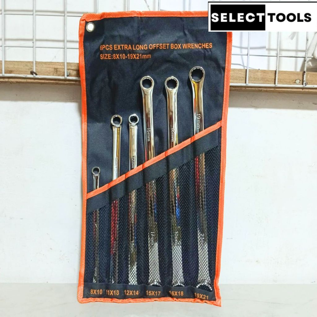 Extra Long Offset Box Wrench Set 6Pcs. Double Ring Spanner Set 8 to ...