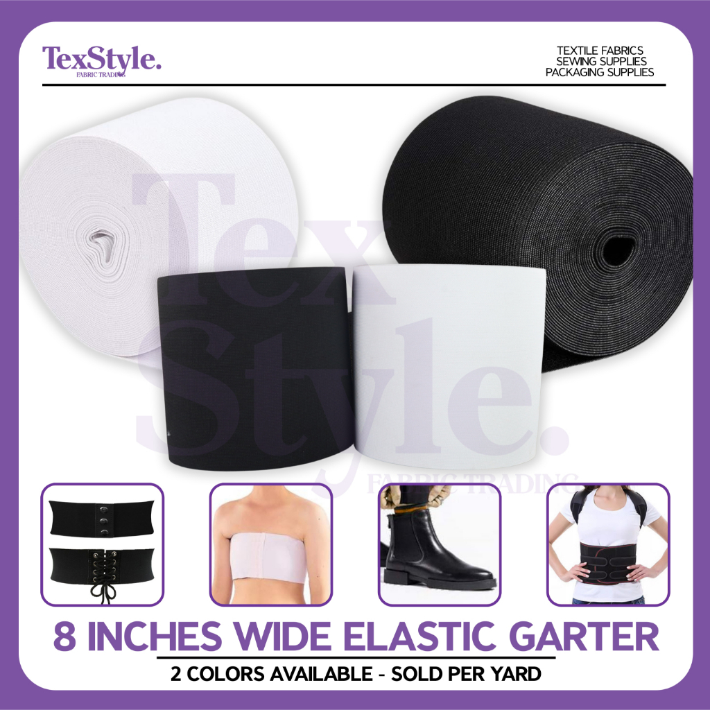 Texstyle (PER YARD) 8" Inches Wide High Quality Garter Wide Elastic ...