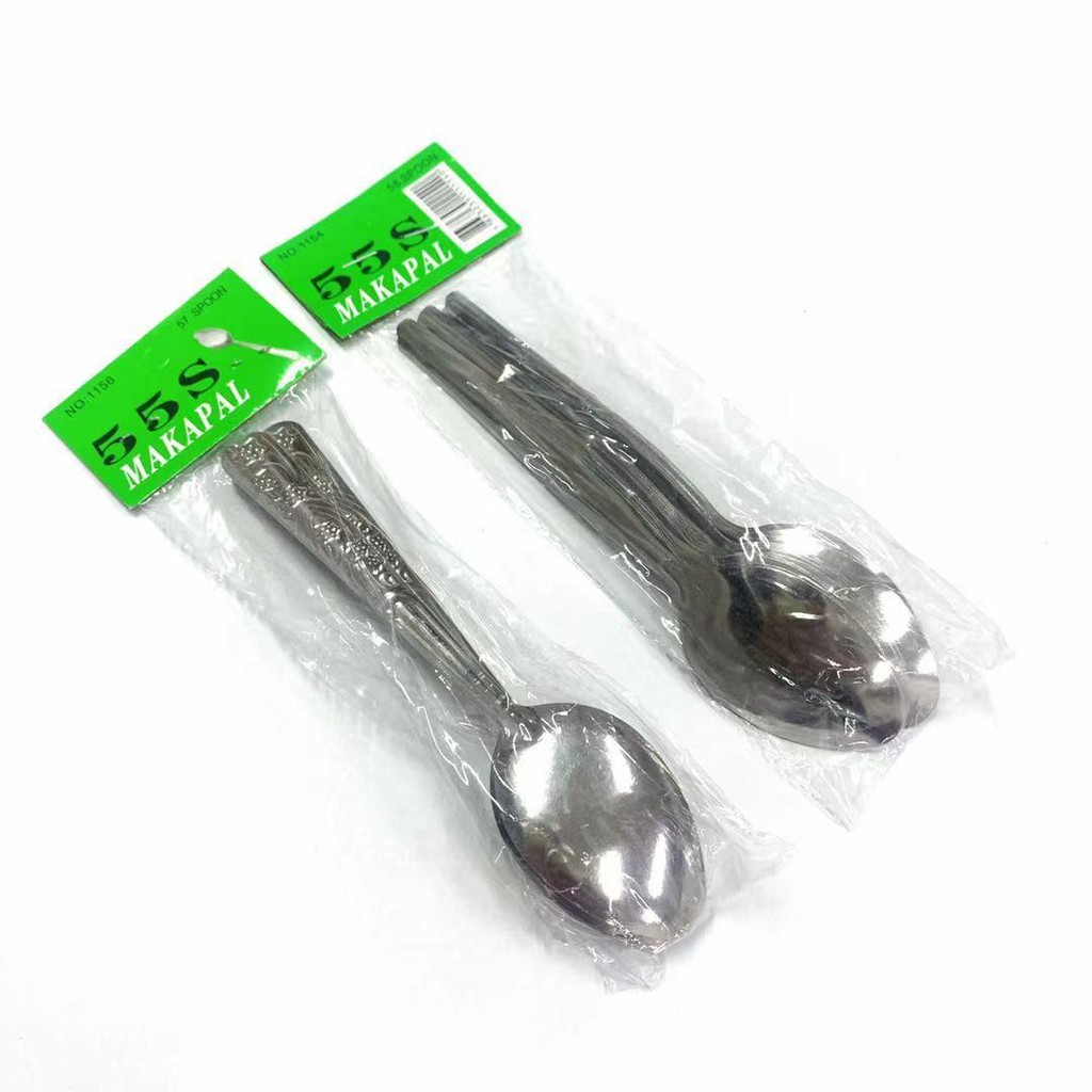 Stainless Steel Thin Spoon 12PCs Set (silver) | Shopee Philippines