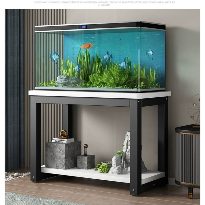 Fishz tank rack steel wood base cabinet living room metal shelf storage ...