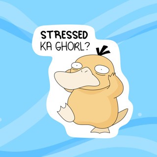 SSKAIT Psyduck Waterproof funny pokemon mood die cut sticker - Stressed ...