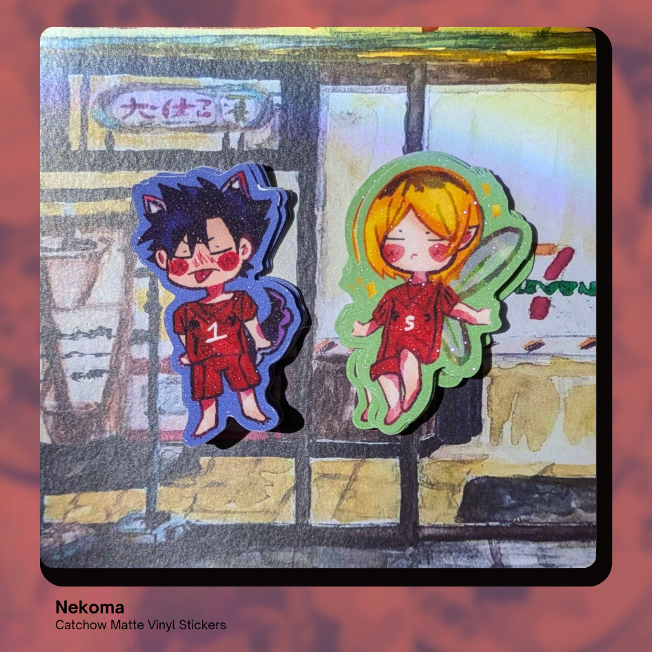 Nekoma Kuroo & Kenma || Haikyuu!! Waterproof Glitter Vinyl Sticker ...