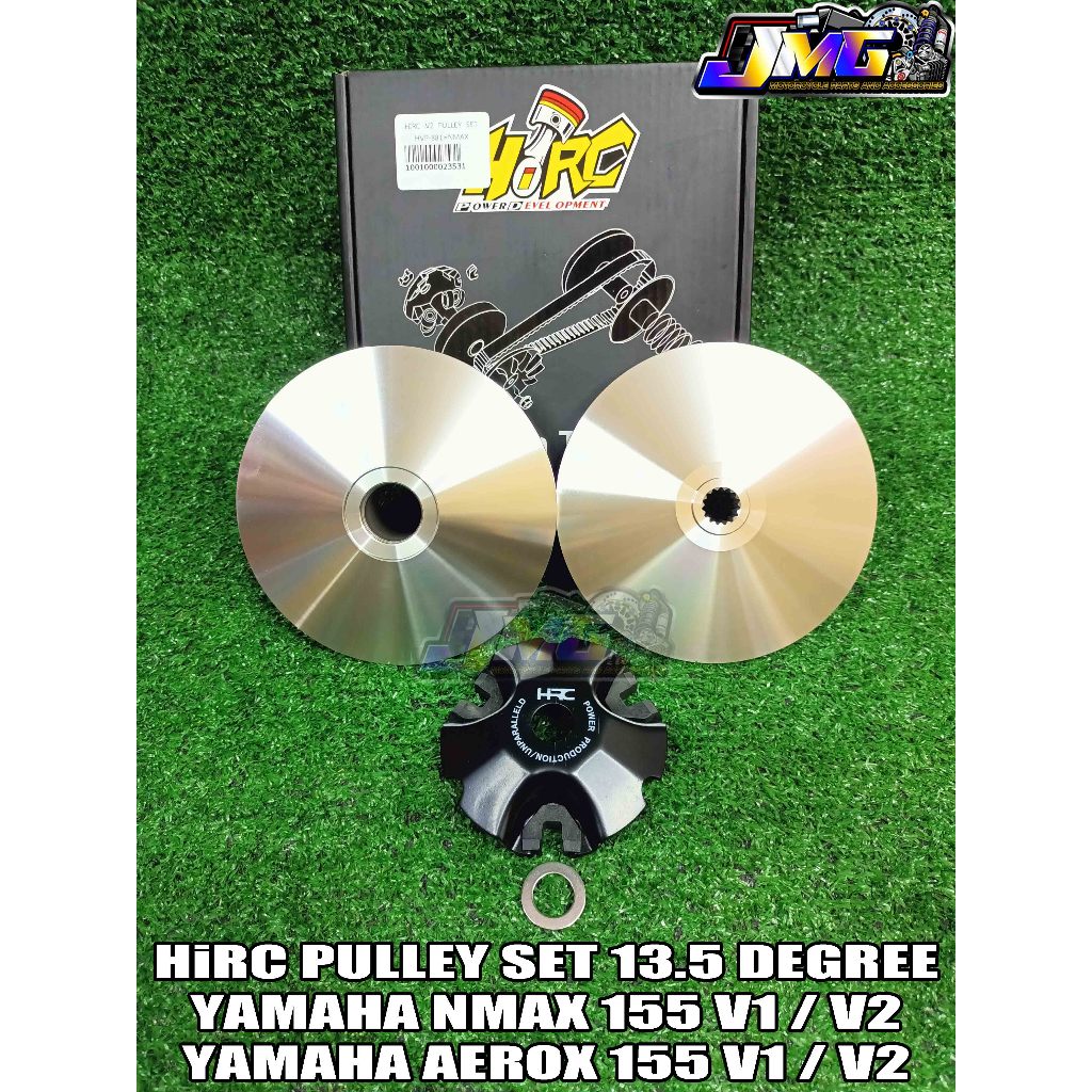 YAMAHA NMAX 155 V1/V2 / AEROX 155 V1/V2 HIRC PULLEY SET WITH DRIVE FACE 13.5 DEGREE TAIWAN MADE ...