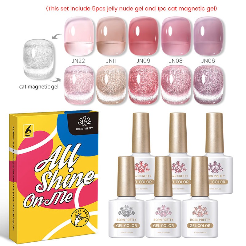 BORN PRETTY Gel Polish Set Jelly Cat Eye Nail Gel Polish Long Lasting ...