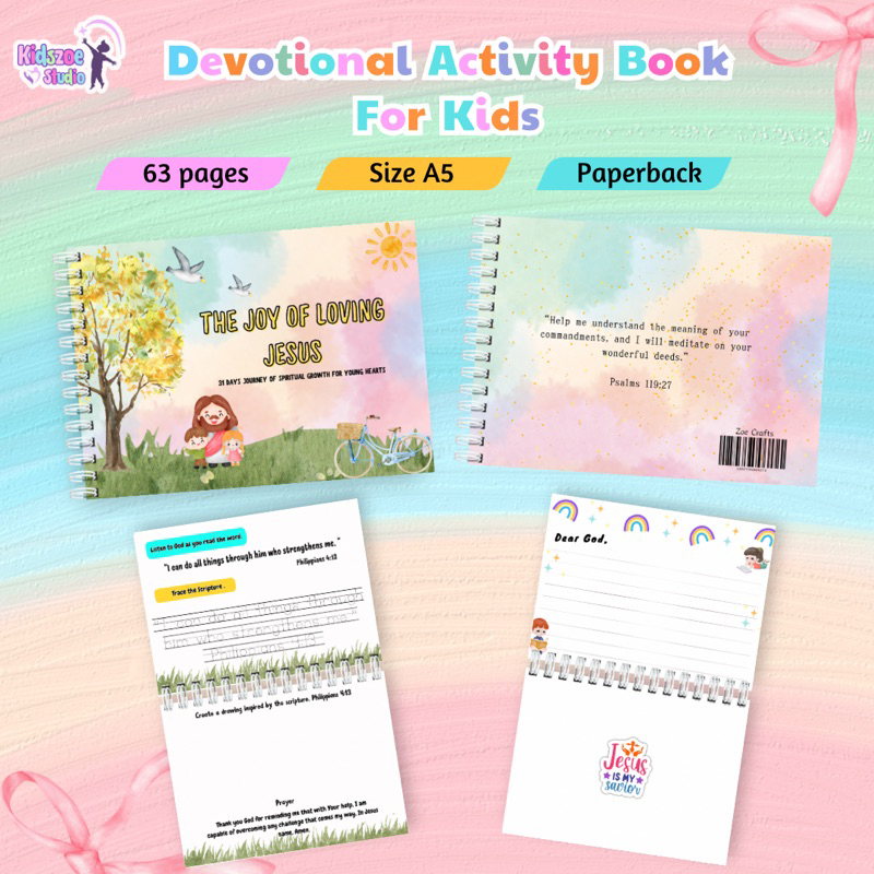 Devotional activity book for kids scripture tracing hardbound drawing ...