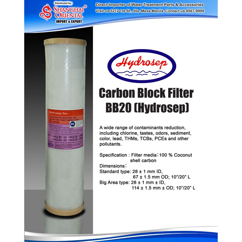 Carbon Block Filter BB20 (Hydrosep) | Shopee Philippines
