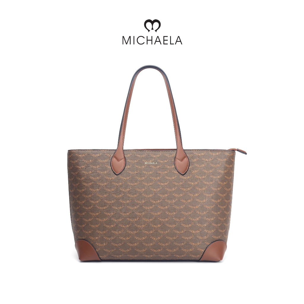 MICHAELA Classic Oversized Tote Bag Fan Shape Print Spacious for Office ...