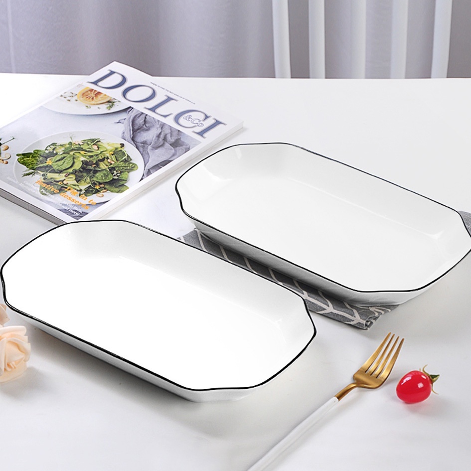 Long Dinner Plate Ceramic Plate Fish Plate | Shopee Philippines