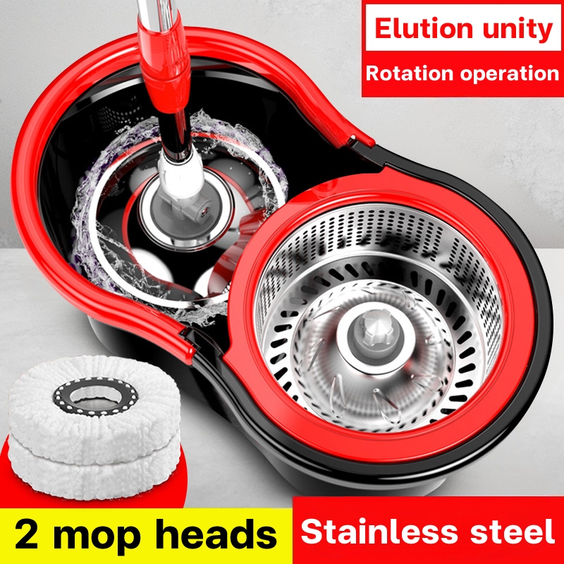 Mop with spinner 360° Rorating Squeeze Flat Mop with bucket Map Mop for ...