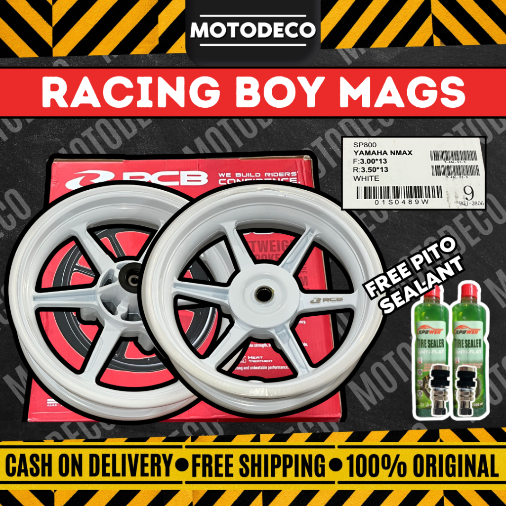 RACING BOY MAGS FOR NMAX V2 SP800 - WHITE - SIZE 13 ( FREE PITO AND ...