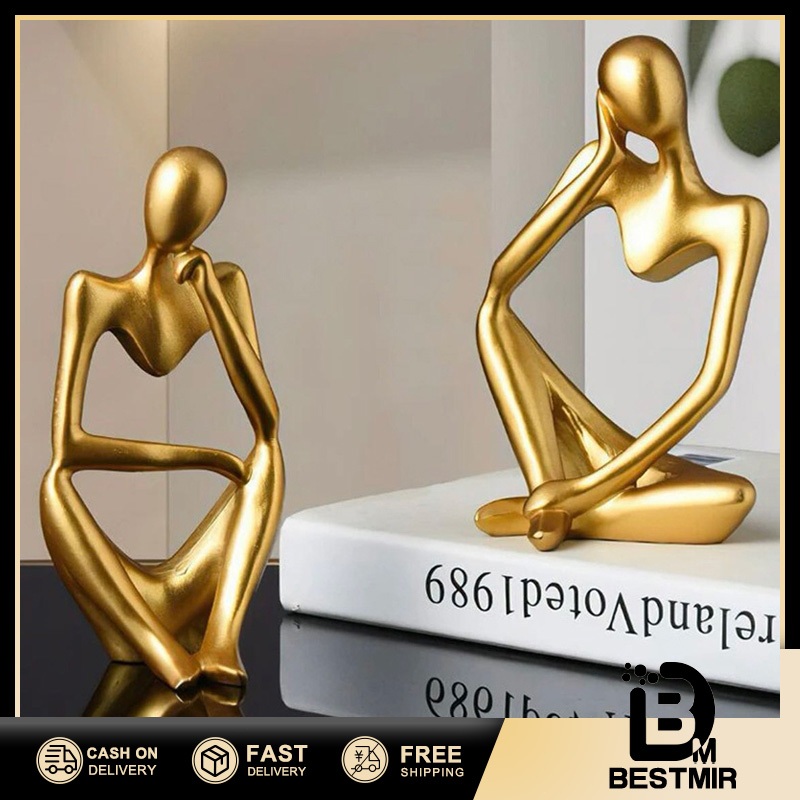Mini Thinker Sculpture Figurine Home Decor Statues Bookcase Decor ...