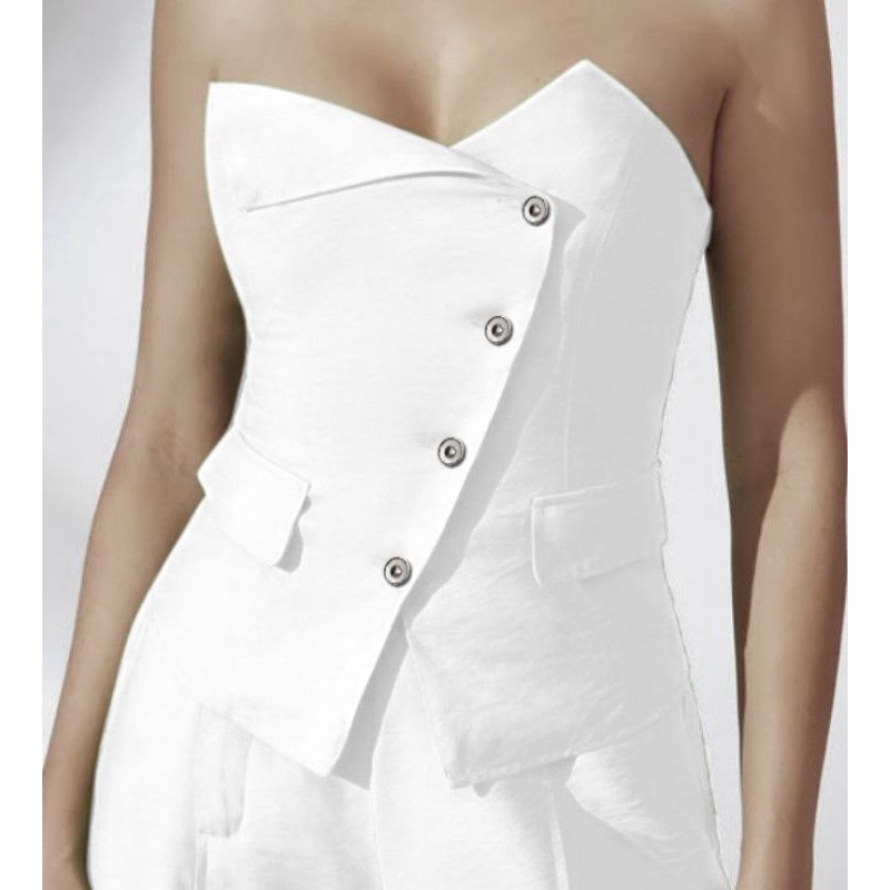 Kurba Asymetrical Tube Vest with slanting buttons | Shopee Philippines