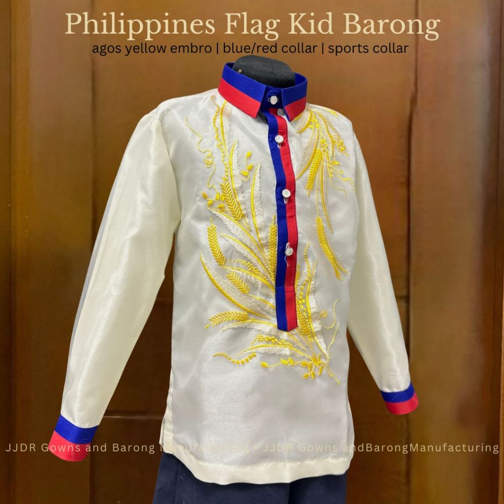 JJDR's PHILIPPINE FLAG COLOR KID BARONG TAGALOG YELLOW EMBROIDERED (PRE ...