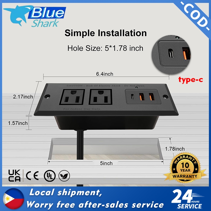 desktop hidden socket 6.56 feet power cord USB C Type C Flush Mounted ...