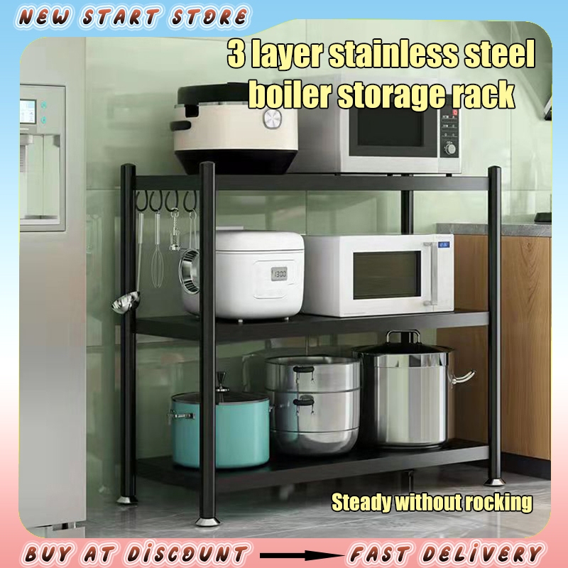 2/3 Layer Stainless Steel Kitchen Shelf Goods Shelves Rice Cooker ...