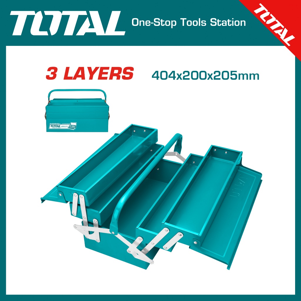 TOTAL Metal Tool Box 3 Layer Storage THT10702 Multi-Layer Storage Box ...