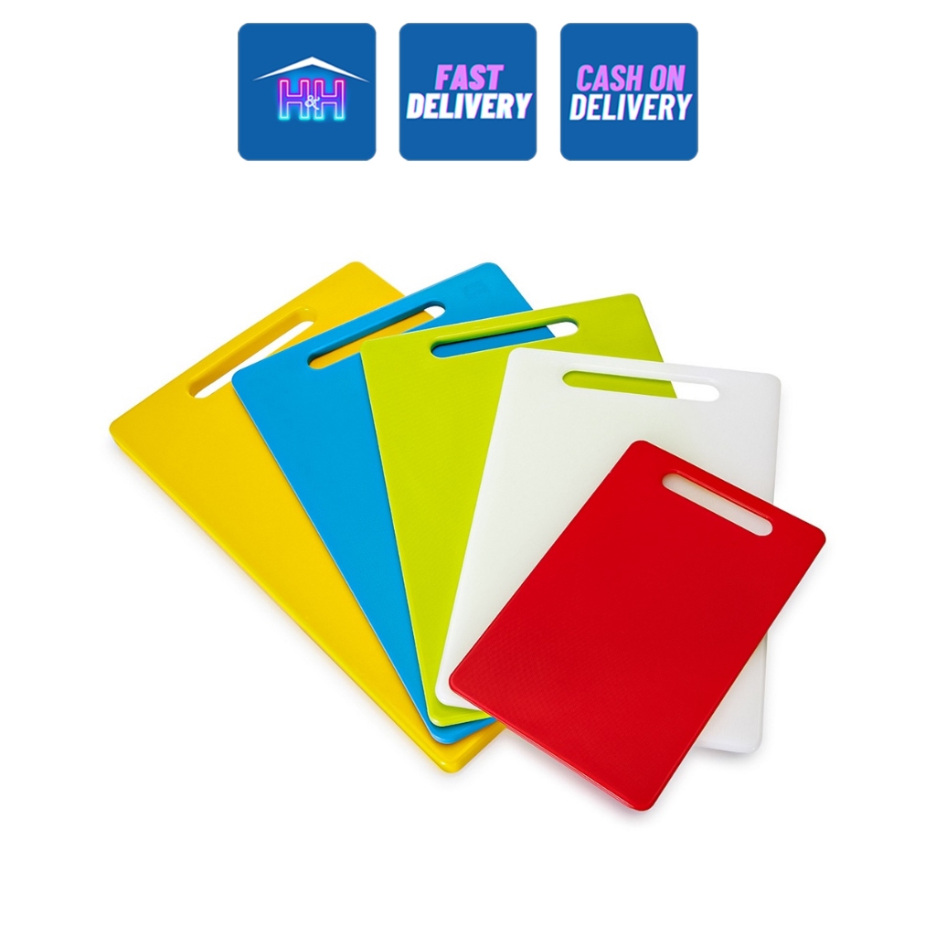 H&H Colored Plastic Cutting Board - Food Chopping Board Kitchen Chop ...