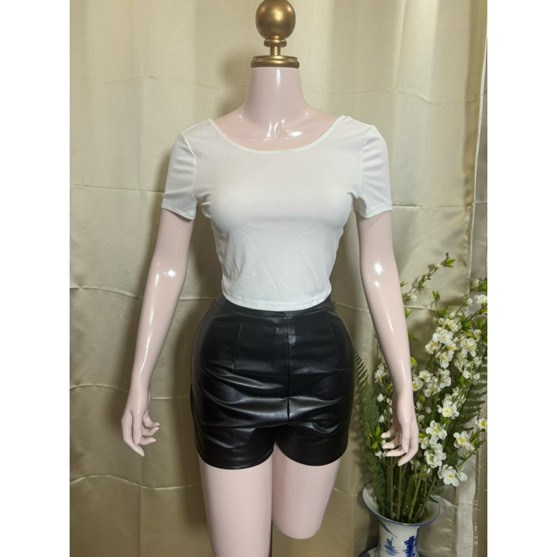 WHITE CROP TOP in SCOOP-BACK DESIGN (shorts not included) | Shopee ...