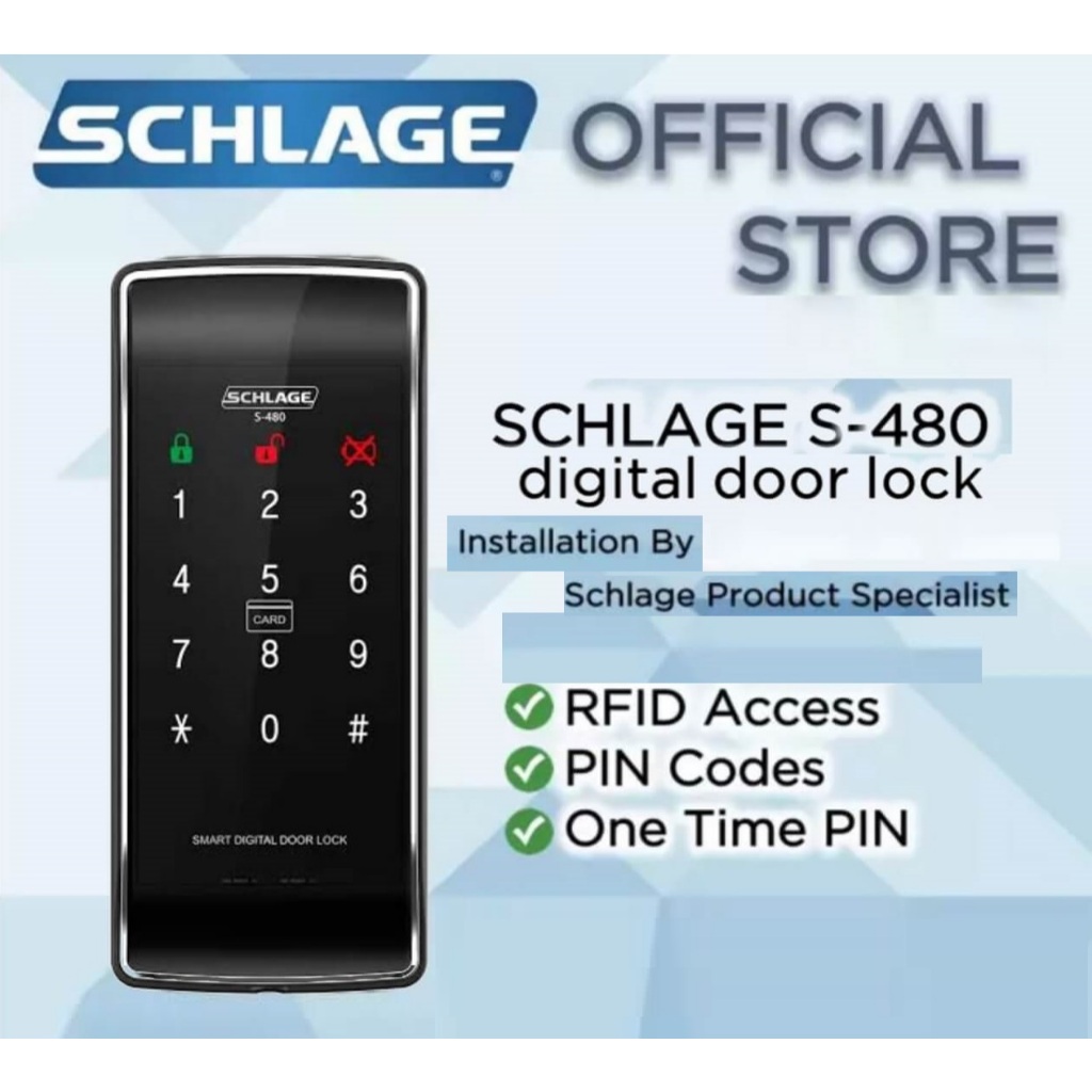 Schlage Black S-480 Digital Touchpad Rim Lock | Shopee Philippines