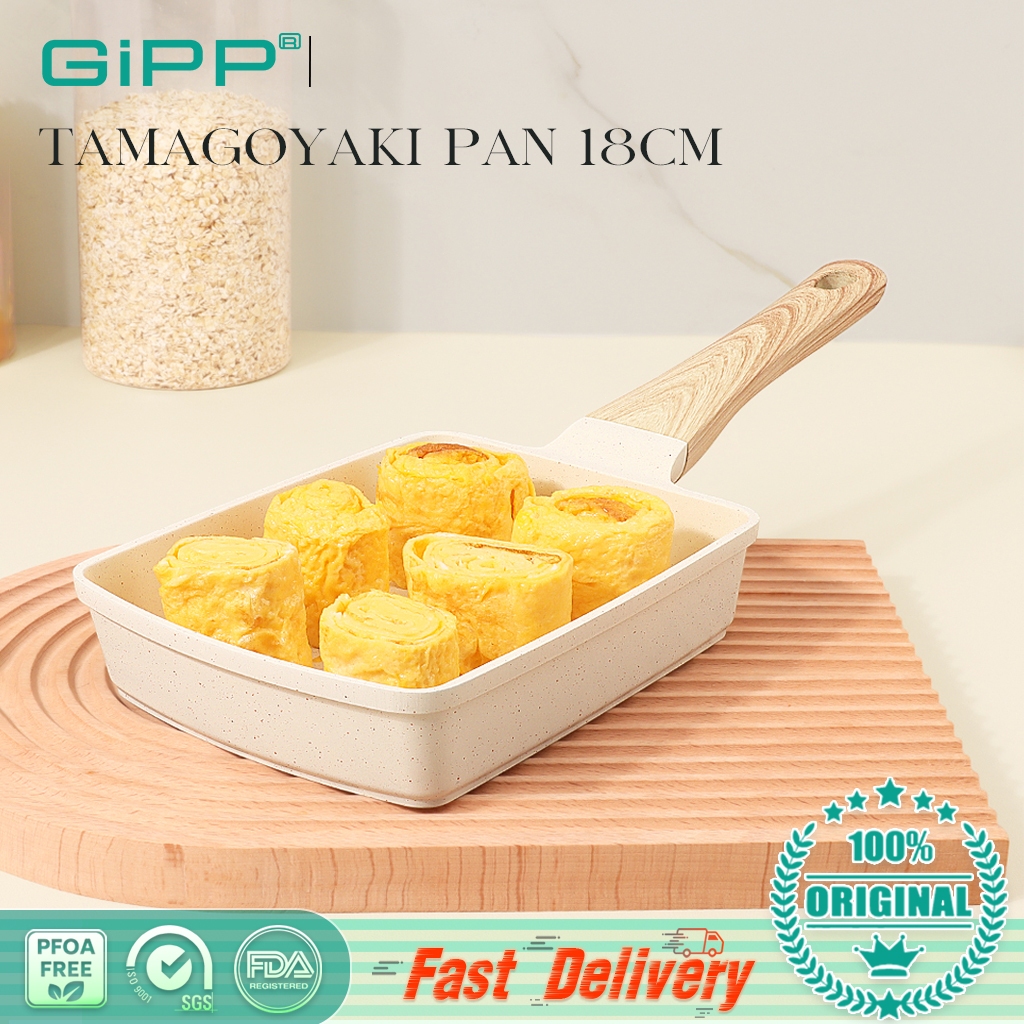 Gipp Tamagoyaki Pan Egg Pan Non Stick Kawali Flat Frying Pan 18cm For ...