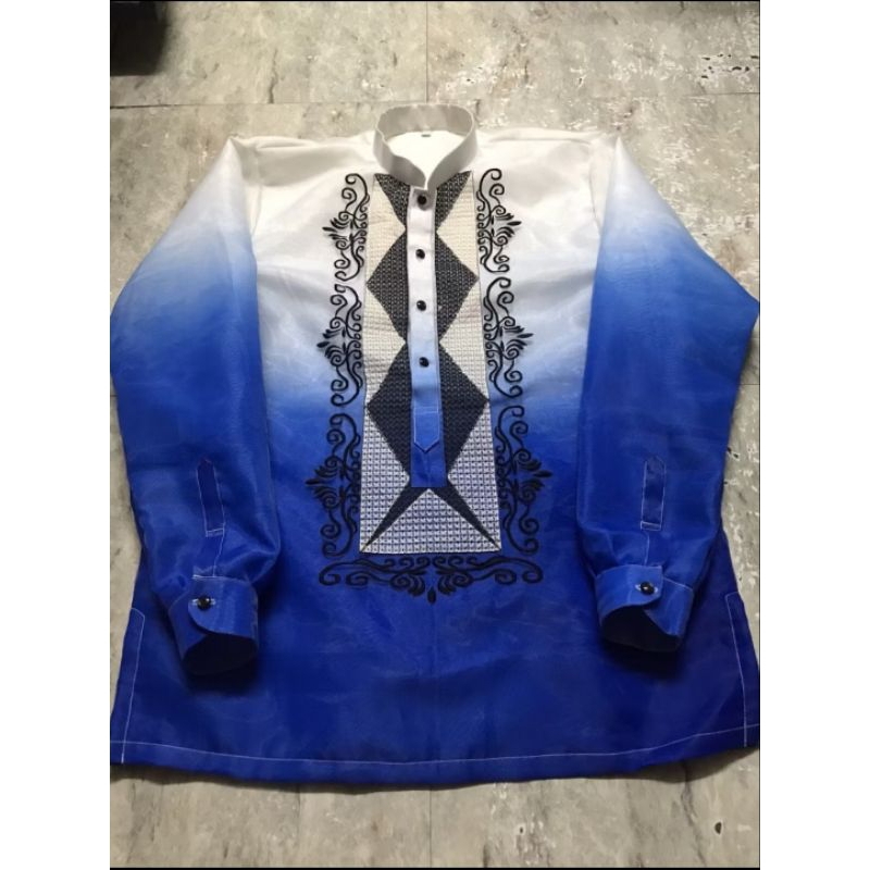 Blue Monochromatic Barong Tagalog with Lining/Organza- Direct Tahian ...