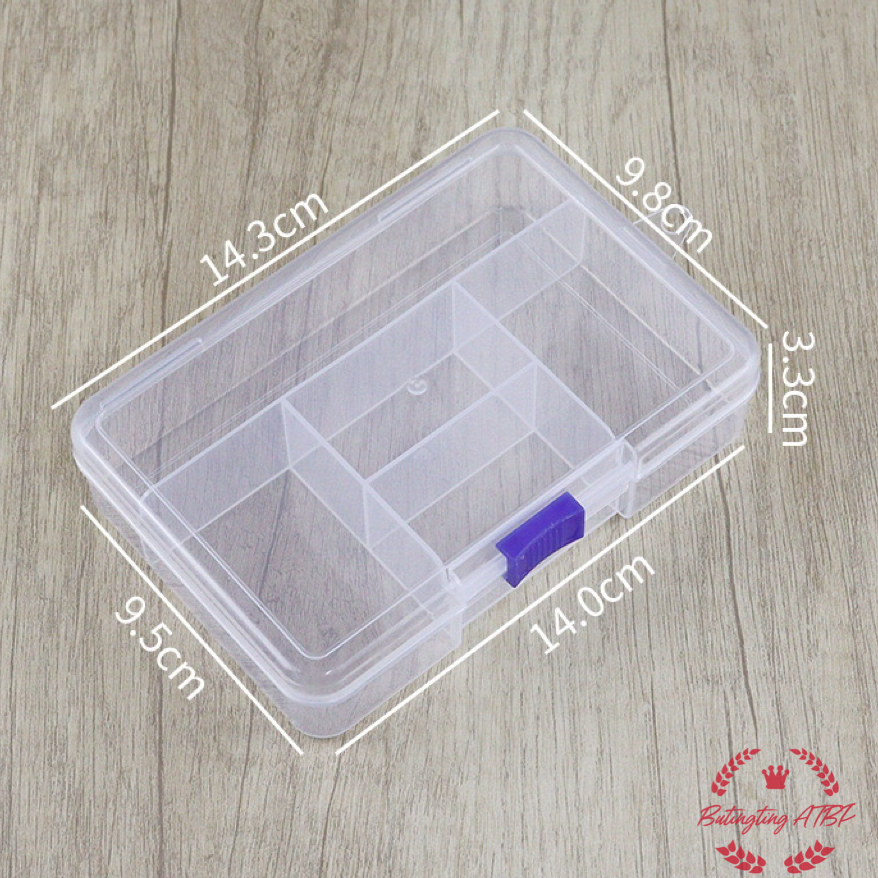 5 grid fixed sliding lock transparent PP plastic storage box jewelry ...
