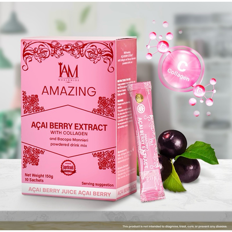 IAM Amazing Acai Berry with Collagen and Bacopa Monierri Powdered Drink ...