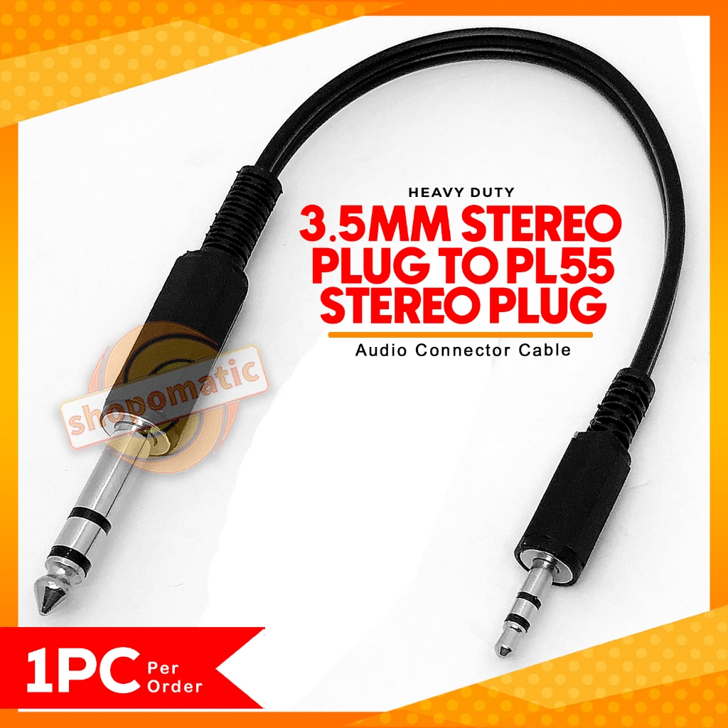 3.5MM Male Plug Stereo to PL 6.35mm Stereo Male Plug Converter Adapter ...