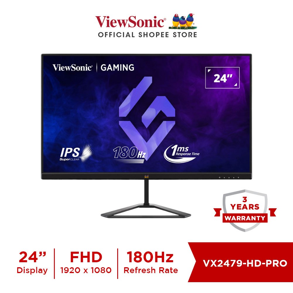 ViewSonic VX2479-HD-PRO 24" FHD 1920 x 1080 180Hz IPS Technology 1ms ...