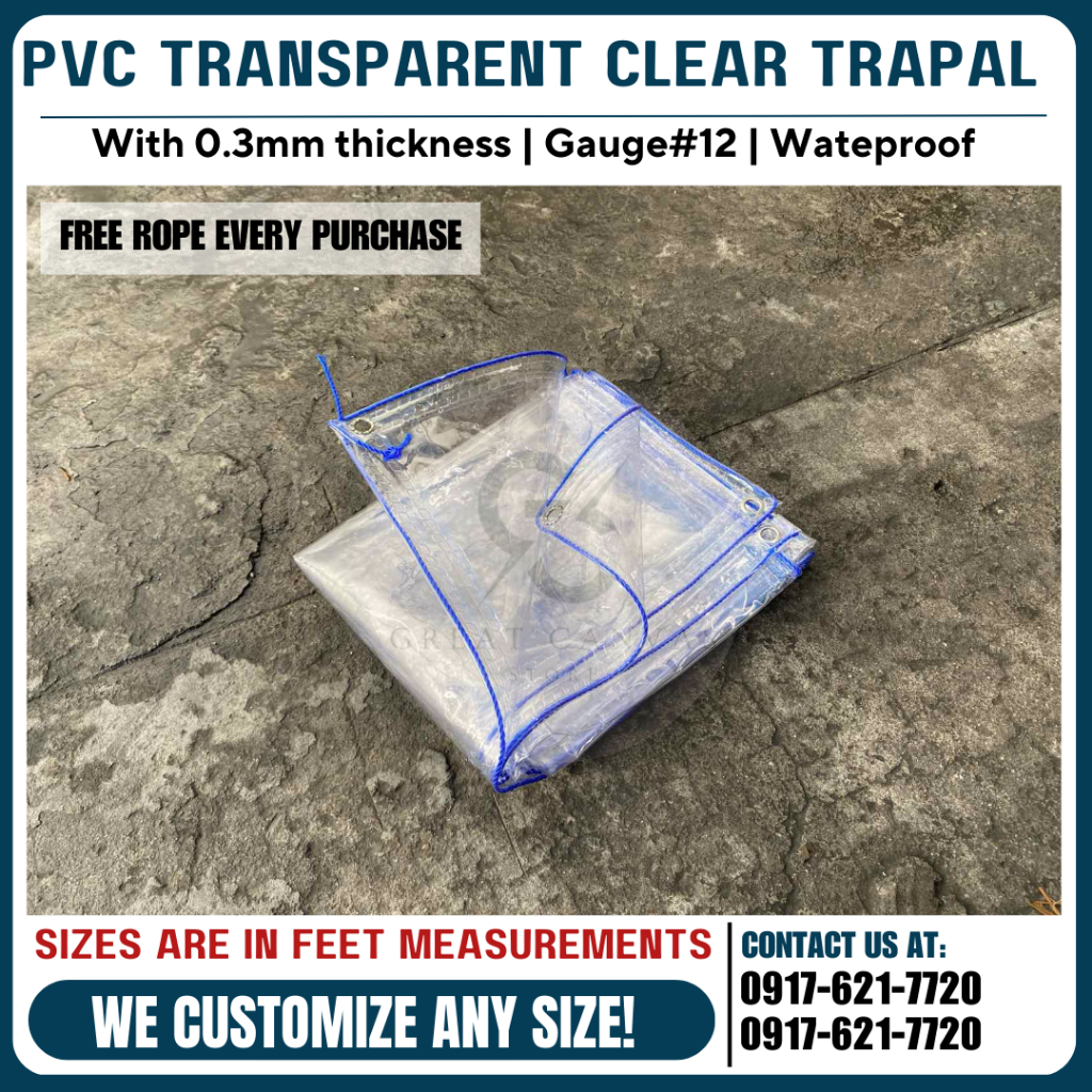 PVC GAUGE #12 CLEAR / TRANSPARENT PLASTIC COVER SUN & RAIN COVER ...