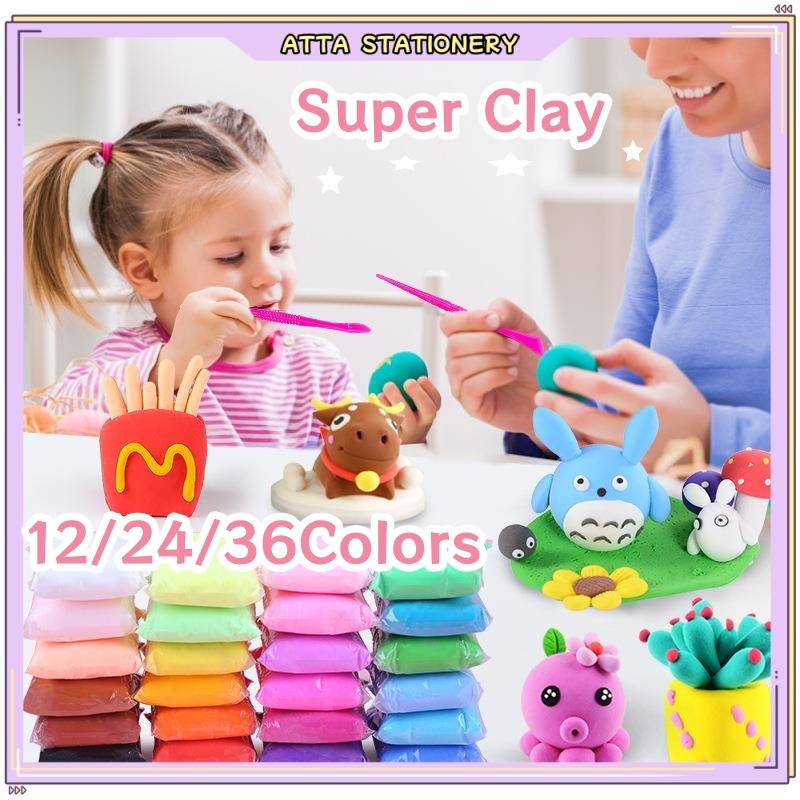 DIY Super Clay 12/24/36 Colors Air Dry Clay Pastel Color 3pcs Tools Kids Toys Arts Crafts ...
