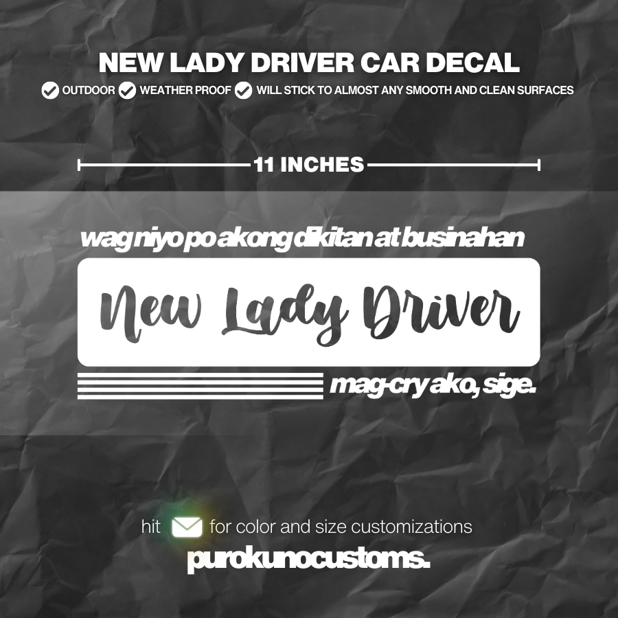 NEW LADY DRIVER v3 WITTY NEW DRIVER WATERPROOF CAR VINYL DECAL STICKER ...