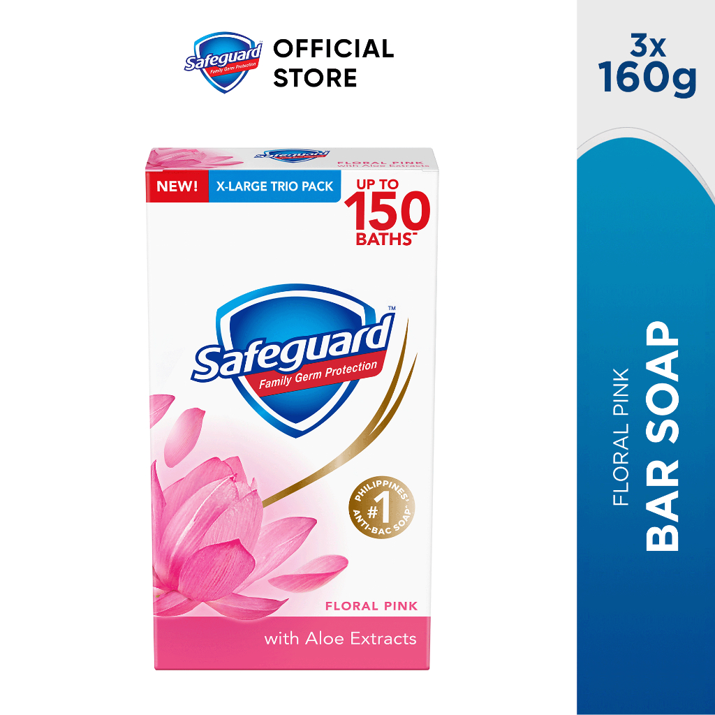 Safeguard Antibacterial Soap Bar Floral Pink with Aloe 160gx3 | Shopee ...