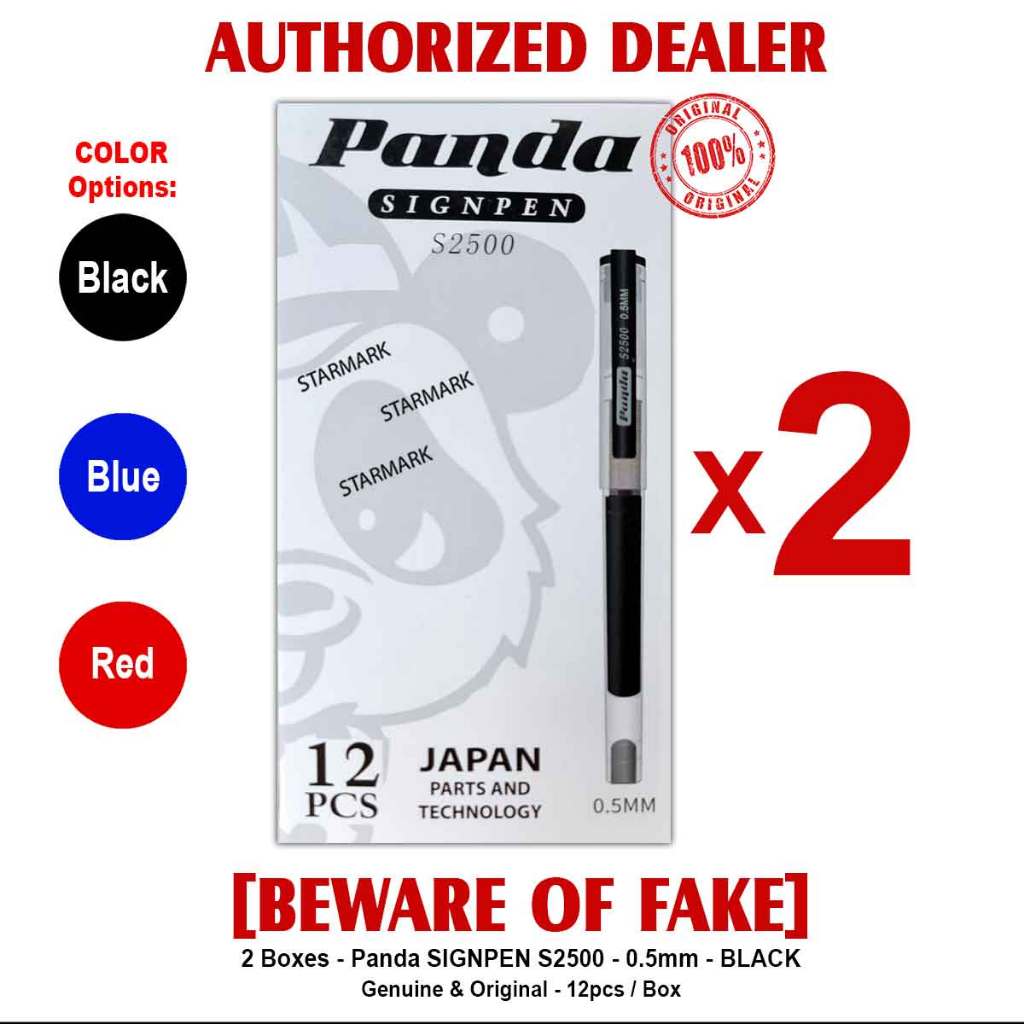Panda SIGNPEN S2500 0.5mm BLACK BLUE RED Japan 12pcs per box Sign Pen ...
