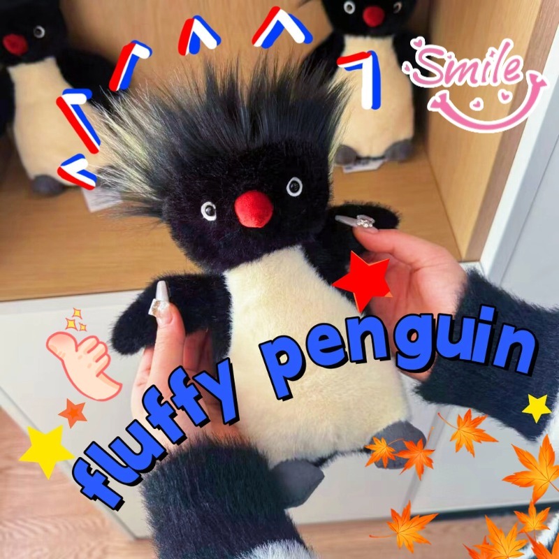 Jellycat Penguin Plush Toy 3D Eyes Cute Fried Hair Penguin Plush Toy ...