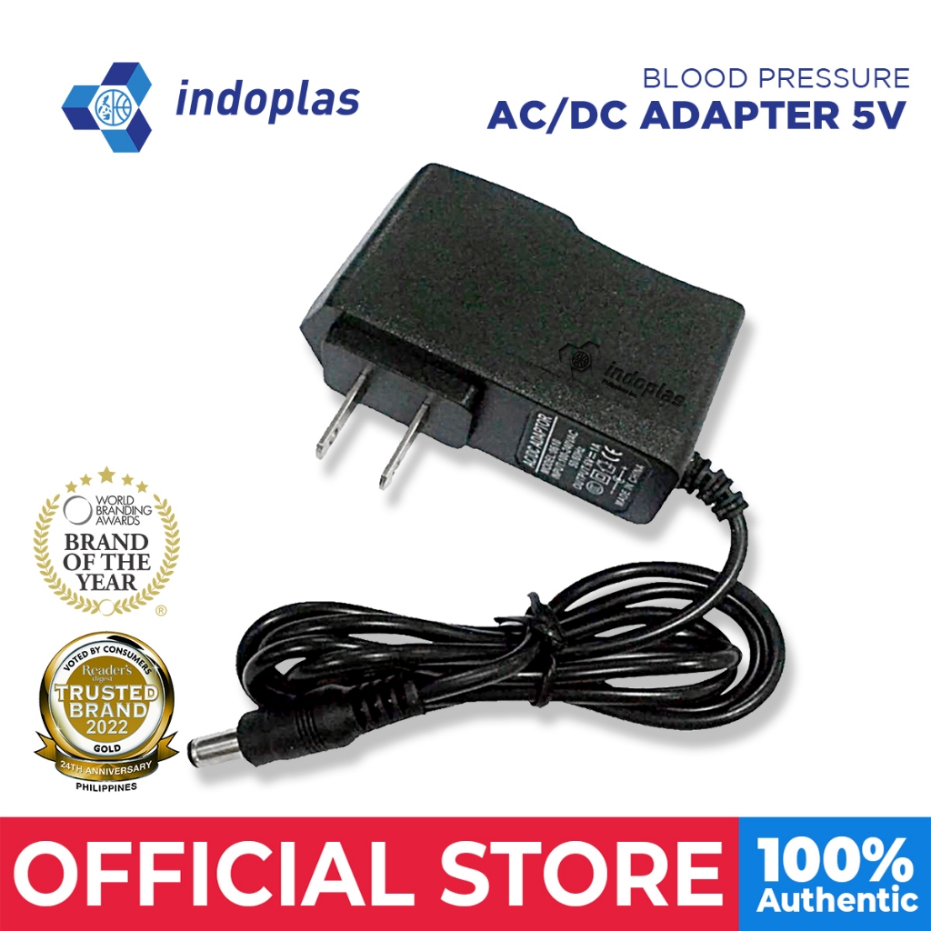 Indoplas BP AC/DC Adapter 5V 50/60Hz for Digital BP Monitor BP105 ...