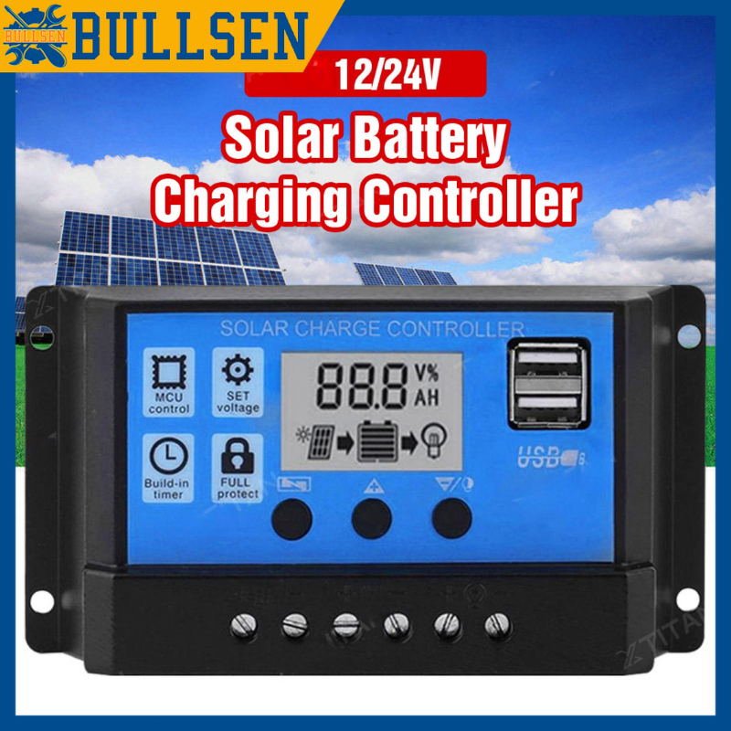 Solar Charge Controller 30A PWM 12/24V battery controller solar panel ...