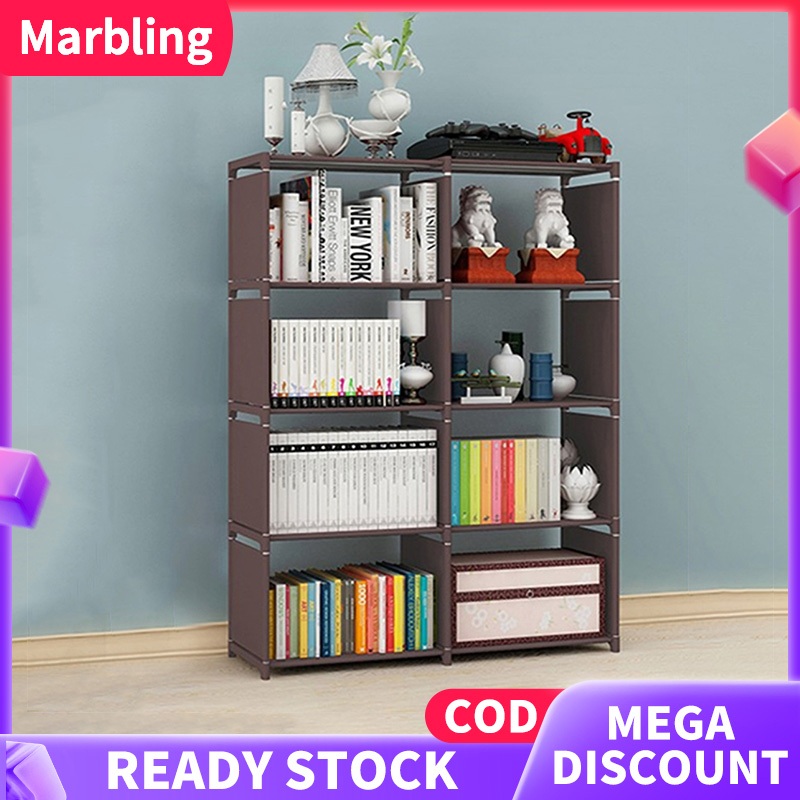 ⚡COD⚡4-Tier 8 Cubes DIY BookShelf Double Storage Rack Storey Simple ...