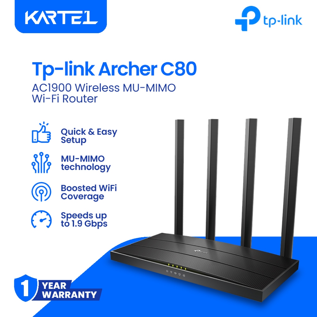 TP-Link Archer C80 Ac1900 Wireless Mu-Mimo Wi-Fi Router | Shopee ...