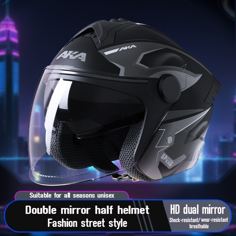 Double lens half helmet Cycling safety helmet Lightweight design ...